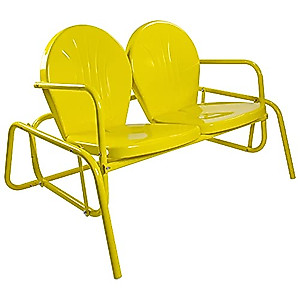 Northlight 2-Person Outdoor Retro Metal Tulip Double Glider Patio Chair, Yellow