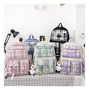 SodaMeow Kawaii Backpack with Pins and Accessories Kawaii Backpack Set Cute Aesthetic Backpack Kawaii Work Supplies (Purple)