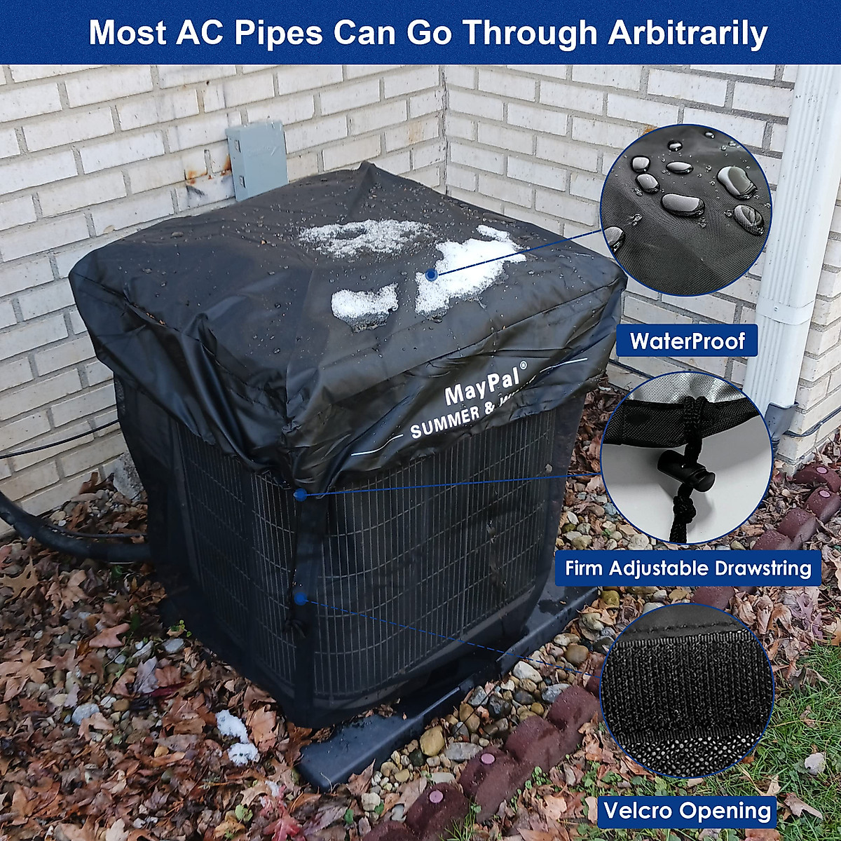 2 in 1 Air Conditioner Covers for Outside Units,Full Mesh & Detachable Waterproof Top AC Unit Defender Cover for All Season,Protect from Leaves,Snow & Dust 24"*24"*28"