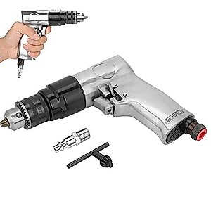 Air Drill 3/8,3/8Pneumatic Drill, 1700rpm 10mm High-speed CW/CCW Reversible Air Drill Pneumatic Drilling Tool for Furniture, Hardware, Machinery Production