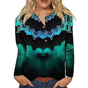 Tshirts Shirts for Women 3/4 Sleeve Tops for Women Women Xs Tops Long Sleeve Summer Crop Tops for Women Cotton Top Women Long Sleeve Womens Soft Long Sleeve Tops（4-Cyan,Medium）