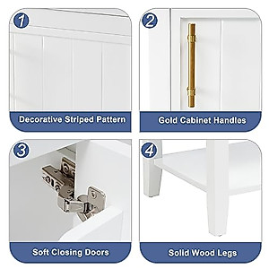 Lifeand 20" Vanity with Sink, Bathroom Cabinet with Soft Closing Door, Storage Rack and Open Shelf, White