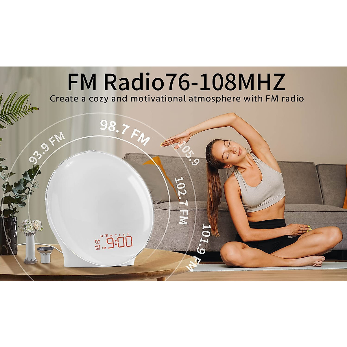 MOMILLA Sunrise Alarm Clock, Wake-up Light Compatible with Alexa, Dual Alarms with FM Radio, Snooze Function for Heavy Sleepers, Adults&Kids- Alarm Clock Standard Version