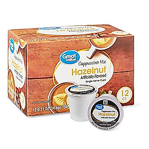 Great Value Cappuccino Coffee and Hot Drink Single Serve Pods, 12 Count (Hazelnut Cappuccino, Pack of 2)