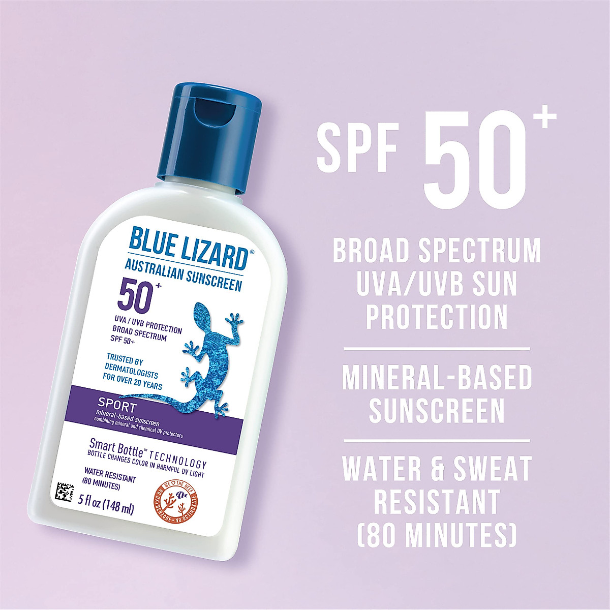BLUE LIZARD Sport Mineral-Based Sunscreen Lotion - SPF 50+ - 5 oz
