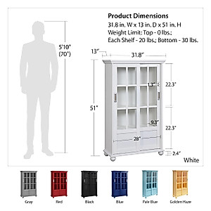 Ameriwood Home Aaron Lane Bookcase with Sliding Glass Doors, Red