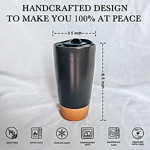 Mora Double Wall Ceramic Coffee Travel Mug with Lid, 14 oz, Portable, Microwave, Dishwasher Safe, Insulated Reusable Tall Cup, Splash Resistant Lid - To Go Tumbler for Car Cup Holder, Nightwaves