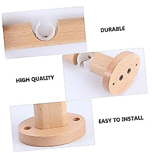 Cabilock 1pc Wooden Pole Holder Wood Curtain Rod Curtain Holders for Drapes Curtain Rod Rack Wooden Rod Support Curtain Rod End Beech Shower Curtain Holder Wooden Rod Bracket