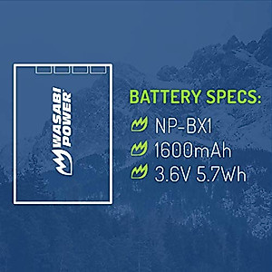 Wasabi Power NP-BX1 Battery (2-Pack) for Sony NP-BX1/M8, Cyber-Shot DSC-HX80, HX90V, HX95, HX99, HX350, RX1, RX1R II, RX100 (II/III/IV/V/VA/VI/VII), FDR-X3000, HDR-AS50, AS300, ZV-1 and More