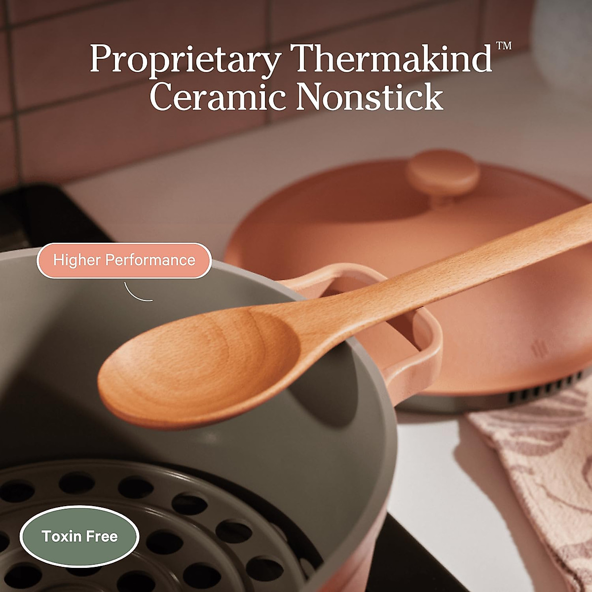 Our Place Perfect Pot - 5.5 Qt. Nonstick Ceramic Sauce Pan with Lid | Versatile Cookware for Stovetop and Oven | Steam, Bake, Braise, Roast | PTFE and PFOA-Free | Toxin-Free, Easy to Clean | Steam