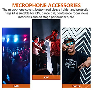 EXCEART 5pcs Handheld Microphone Windscreen Foam Cover 5pcs Microphone Protection Rings Silicone 5pcs Ring Bottom Rod Sleeve Holder for KTV Device