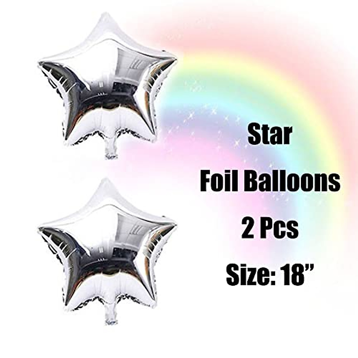 AOLOX Happy Birthday Banner Balloons Set Kids Party Decorations Kit (Silver)