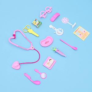 ibasenice Kids Educational Toys Kids Doctor Play Kit 14 Pieces Pretend Play Doctor Set Role Play Doctor Kit Toys Carry Case for Toddlers and Kids Kids Makeup Set
