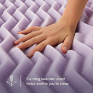 LUCID 3 Inch 5 Lavender Memory Foam Plush-Calming Targeted Convoluted Comfort Zones Mattress Topper, King