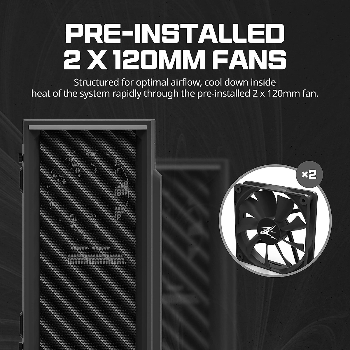 Zalman T7 Compact ATX/mATX Desktop Computer PC Case, 2 x 120mm Fans Preinstalled, 3D Wave Patterned Mesh Front Panel, Tinted Acrylic Side Panel, USB 3.0
