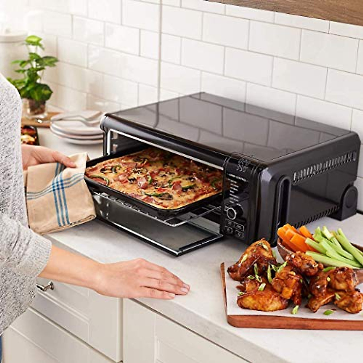 Ninja SP101 Foodi 8-in-1 Air Fry Large Toaster Oven Flip-Away for Storage Dehydrate Keep Warm 1800w XL Capacity (Renewed) BLACK