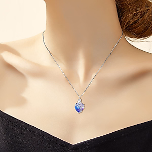 TOUPOP Purple Tree of Life Urn Necklace for Ashes 925 Sterling Silver Amethyst Heart Cremation Necklace w/Funnel Filler Jewelry Gifts for Women