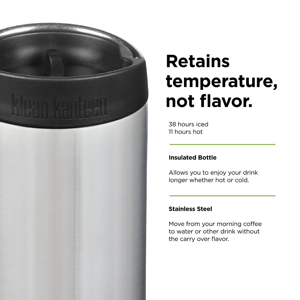 Klean Kanteen 12oz TKWide Insulated Water Bottle with Twist Cap - Brushed Stainless