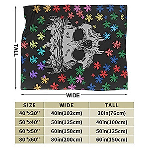 Sofevaim Halloween Blanket, Birthday Gift for Women Lover Blanket, Skull Blanket with Colorful Flowers, Fall Christmas Soft Warm Bedding Plush Throw Blanket for Sofa Bed Couch 60" x 50''