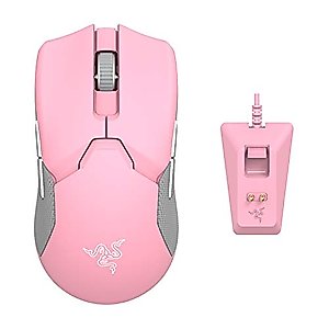 Razer Viper Ultimate Lightweight Wireless Gaming Mouse & RGB Charging Dock: Hyperspeed Wireless Technology - 20K DPI Optical Sensor - 78g - Optical Mouse Switch - 70 Hr Battery - Quartz Pink