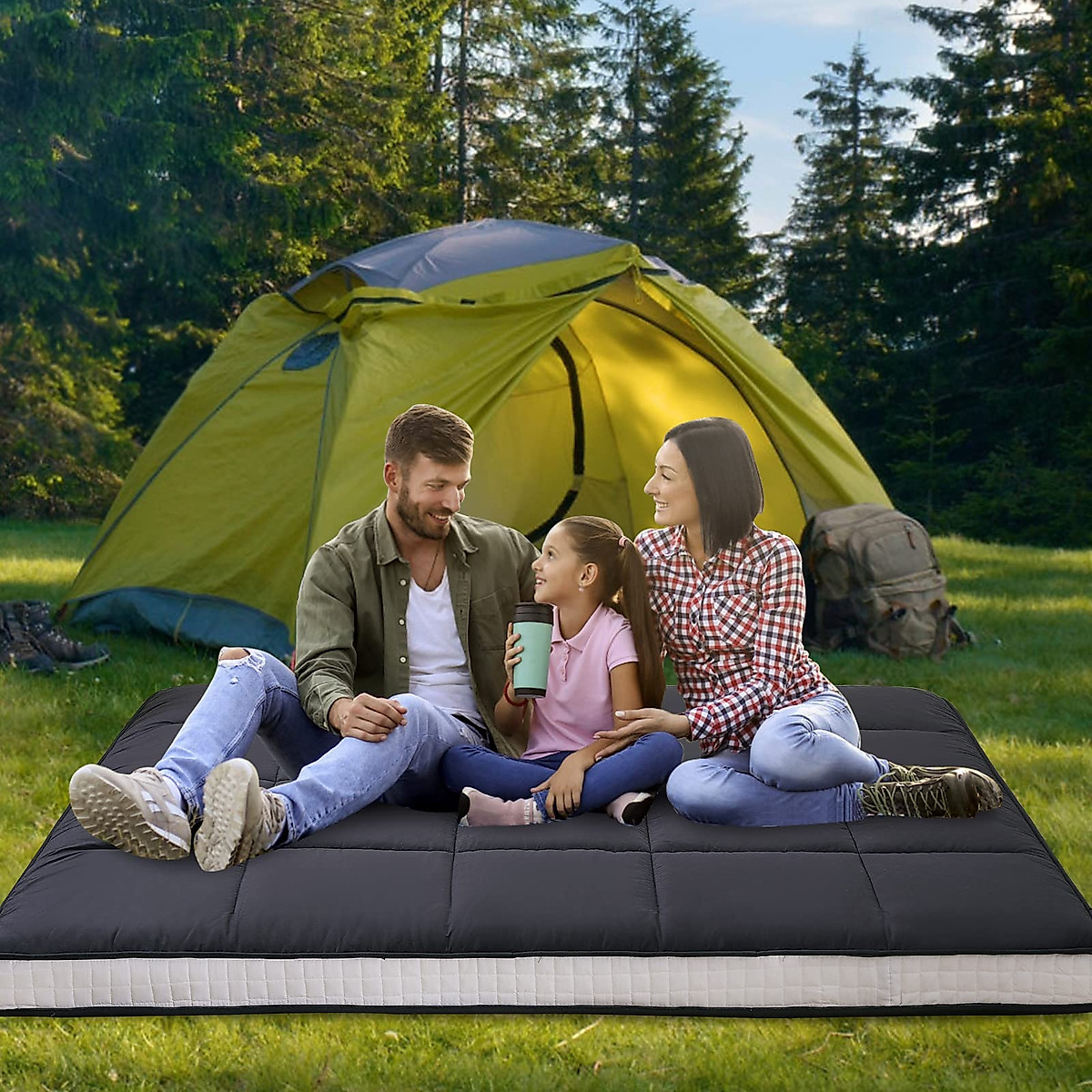 DoCred Full Size Futon Mattress, Extra Thick Foldable Japanese Floor Mattress Memory Foam Sleeping Pad for Adults - Roll Up Mattress Tatami Mat Folding Sleeping Pad Breathable Floor Lounger Guest Bed