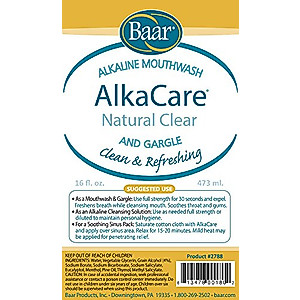 AlkaCare Natural Clear Mouthwash and Gargle, 16OZ.