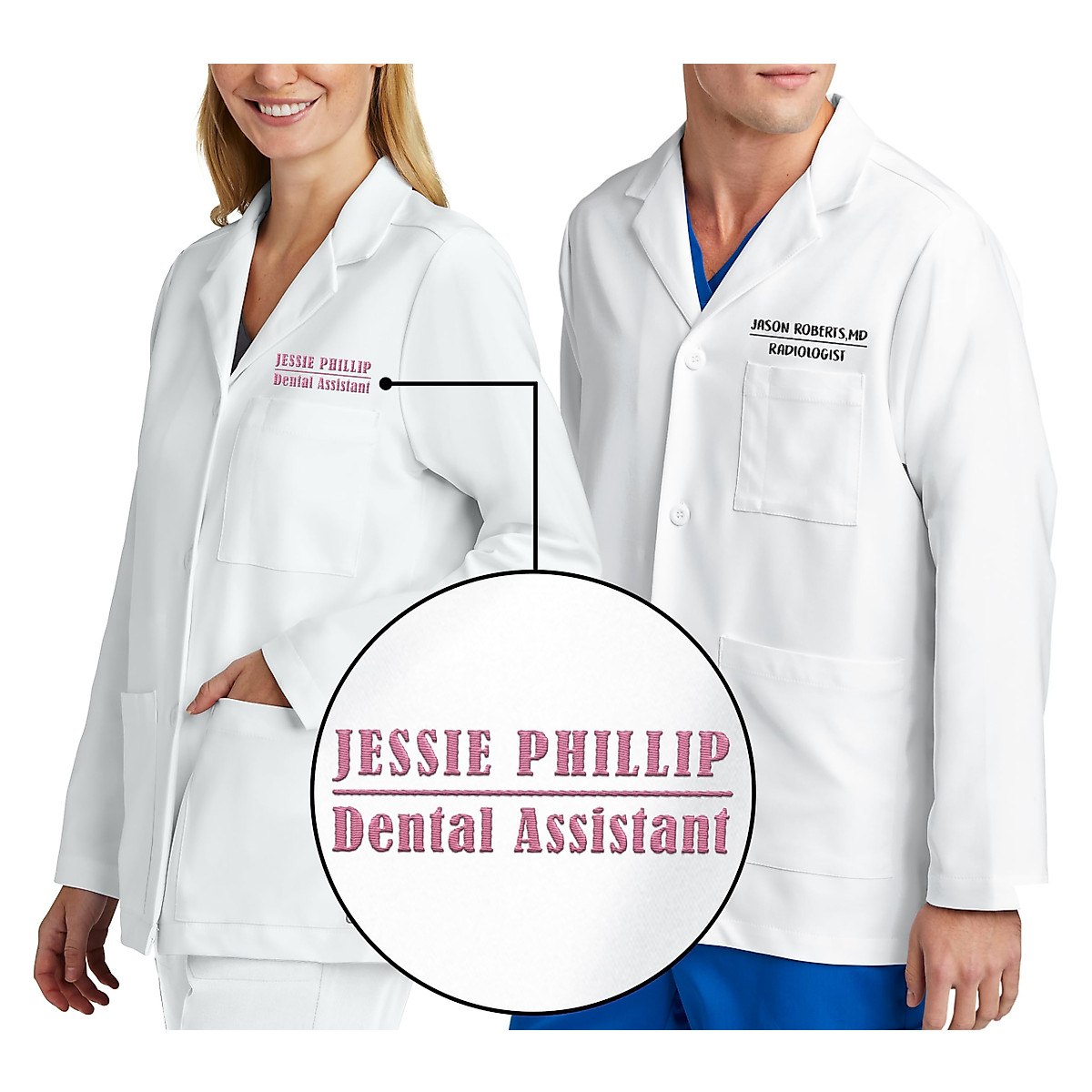 Custom Women Scrub Lab Coats Embroidered Medical Laboratory Coat for Women 29.5" Large