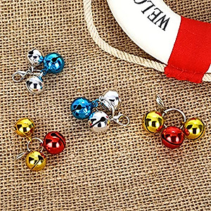 Molain 12 Bells Cat Dog Collar Bells, 4 Sets Jingle Bell for Cat Collar Dog Collar Charms Colourful Small Bells with Clasps Pet Collar Accessories Festival Party DIY Decoration (12 Bells)