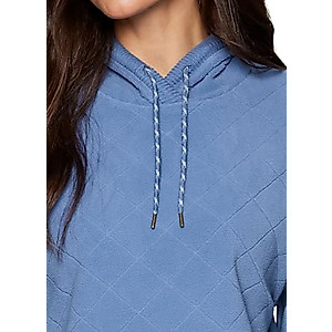 Avalanche Fleece Hoodie for Women, Relaxed Fit Quilted Sweatshirt with Hood, Lightweight Soft Fleece Sweatshirt for Women, Quilted Pullover Sweater for Hiking, Casual Wear Blue S