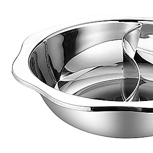 Stainless Steel Split Hot Pot, Dual Flavor, Mandarin Pot with Divider, Shabu Hot Pot for Party Kitchen, Stovetop, 32cm