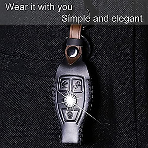 ZiHafate Leather Car Key Fob Cover Compatible with Nissan Keyless Remote Control for Nissan X-Trail Rogue Altima Quest Pathfinder Sentra Patrol CIMA Fuga Armada Teana Murano etc (C-Black), B Style