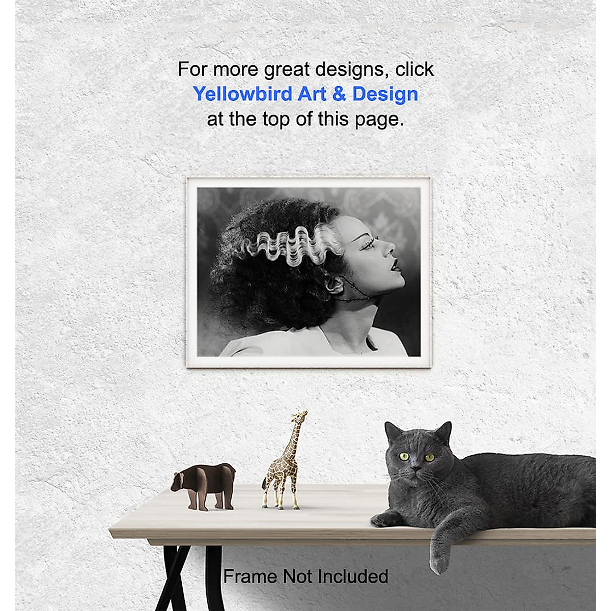 Bride of Frankenstein Decor - Funny Bathroom Wall Decor for Women - Frankenstein Poster 8x10 - Retro Restroom Decorations, Guest Bath Art Print Photo - Bridal Shower Gift - Home Theater Decor Unframed