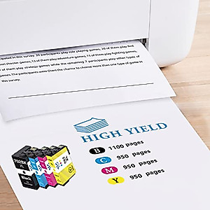 Weemay Remanufactured 702XL Ink Cartridge for Epson Printer Replacement for Epson 702 702XL Ink Cartridge Combo Pack for Epson Workforce Pro WF-3720 WF-3730 WF-3733 Printer(Black Cyan Magenta Yellow)