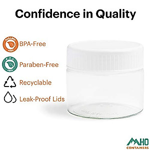 MHO Containers | Clear Refillable PET Containers, White Screw-On Lid, BPA/Paraben Free - 3.5 fl oz (104mL) - Set of 12
