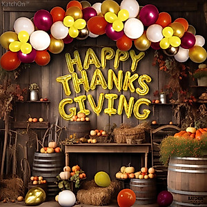 KatchOn, Happy Thanksgiving Balloons Arch - Pack of 34 | Fall Balloon Arch Kit for Thanksgiving Arch Decor | Thanksgiving Balloon Arch Kit for Thanksgiving Party Decorations | Fall Party Decorations
