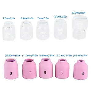 TIG Welding Equipment Welding Nozzle, 31Pcs/Set Ceramic Welding Nozzle Torch Gas Lens Welder Tip with Glass Cup