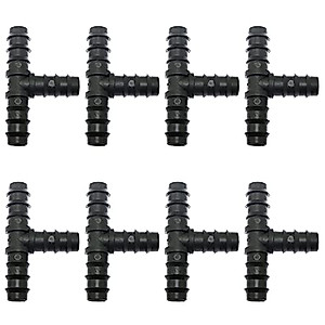 ZRM&E 8pcs Irrigation Fittings Tee 1/2" Garden Hose Tee Water Splitter 16mm Hose 3-way Connector Garden Irrigation Barbed Drip Irrigation Fittings