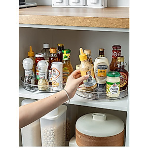 Clear Lazy Susan Organizer,9.2 inch Turntable Spice Rack,360 Rotating Turntable Organizer for Kitchen Cabinet,1 Tier Tray for Cabinet - Clear Spinning Skincare Perfume Organizers(1 Tier, 9.2 inch)