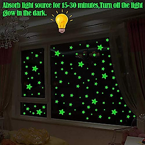 Glow in The Dark Stars and Moon Wall Stickers for Baby Room, Luminous Wall Decal Realistic Star and 3D Full Moon Starry Sky Decoration for Kid Toddler Bedroom, Ceiling Halloween decor (333Stars,1Moon)