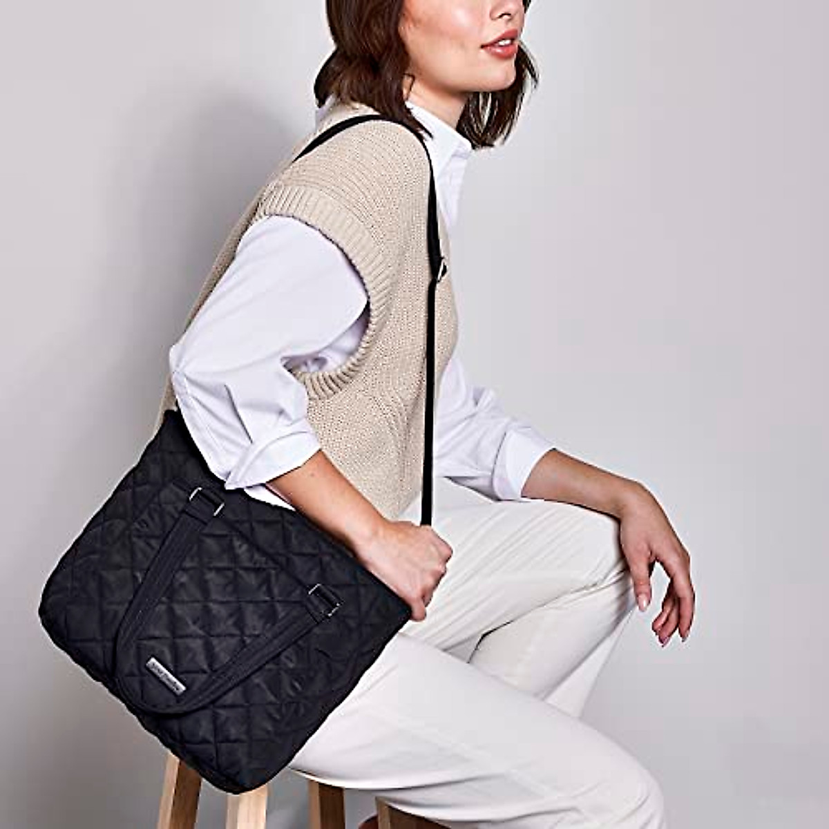 Vera Bradley Women's Performance Twill Multi-Strap Shoulder Satchel Purse, Peach Blossom Bouquet, One Size