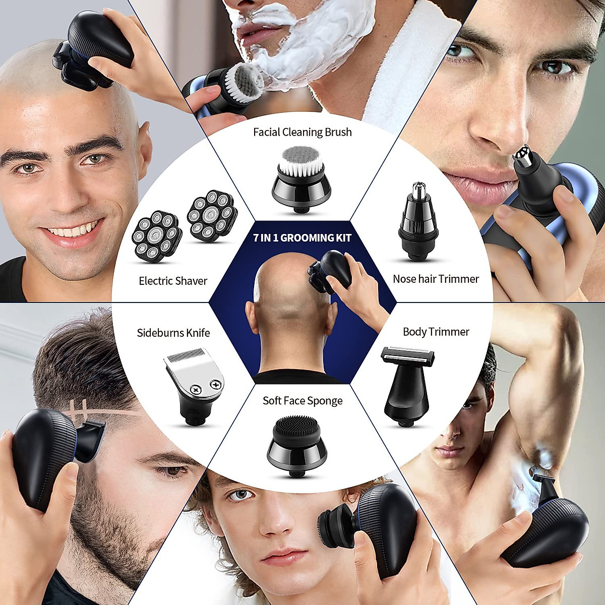 Roziahome Head Shavers for Bald Men 9D Electric Rotary Shaver Multifunctional Mens Bald Head Shaver Cordless Electric Razor for Men Wet & Dry Head Shaver Rechargeable Shavers for Balding Man