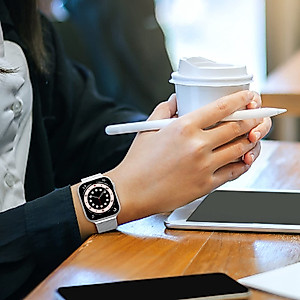 OULUOQI Stainless Steel Mesh Magnetic Clasp Band for Apple iWatch Series 8 7 6 5 4 3 2 1 SE Compatible with 38mm 40mm 41mm 42mm 44mm 45mm 49mm