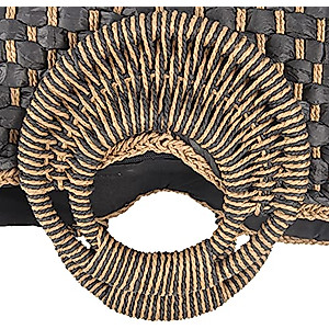 QZUnique Hand-woven Straw Bag Women Summer Beach Handbag Casual Satchel Retro Top Handle Tote Clutch