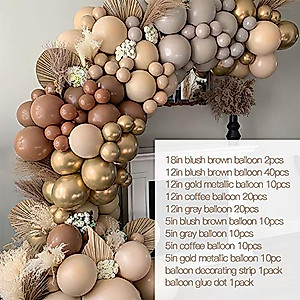 Macaroon Coffee color scheme Balloon Garland Arch Kit134pcs,Coffee Gray Balloons and Metallic Gold Balloons backdrop.Perfect for Birthday party Wedding Ceremony Baby Shower Graduation Engagement