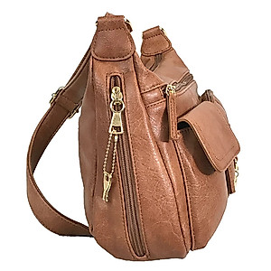 Zzfab Front Pockets side Locking Concealed Carry Purse for Women Small CCW Crossbody Bag Brown