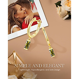 14K Gold Plated Drop Earrings, LOUISA SECRET Sterling Silver Earrings for Women, Dainty Birthstone Earrings with Zirconia, Anniversary Birthday Wedding Christmas Jewelry Gift for Mom