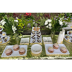 Party Chic 50 Count 7” Inch White and Gold Paper Plates Fancy Paper Plate Dessert Plates New Years Disposable Plates 50th Anniversary Thanksgiving Christmas Holiday