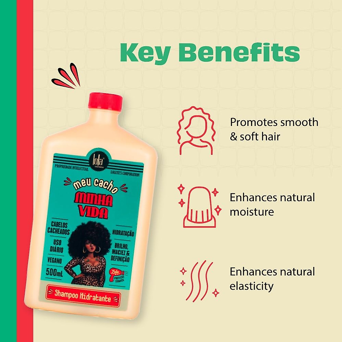 Lola From Rio - Meu Cacho Minha Vida - Hydrating Shampoo For Defined, Soft, Vibrant Curls, Nourishing, Mousturizing, Paraben, Sulfate-free 16.9 Fl Oz