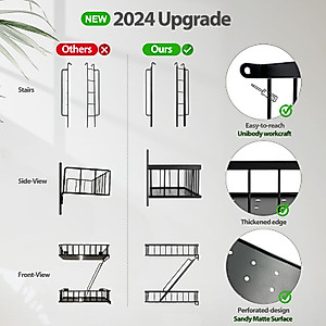 SweetSage Fire Escape Wall Shelf - New York Decorative Ladder Shelf, Wall Art Floating Shelf Black Metal Shelves for Bedroom, Home Office Storage and Display (3-Tier)