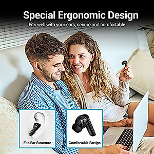 Ear buds Wireless Bluetooth Earbuds,Noise Cancelling Wireless Earbuds with 4 Micro,80H Long Playtime IPX7 Waterproof HiFi Stereo Bluetooth 5.3 Headphone for Android iOS Cell Phone/Computer /Laptop